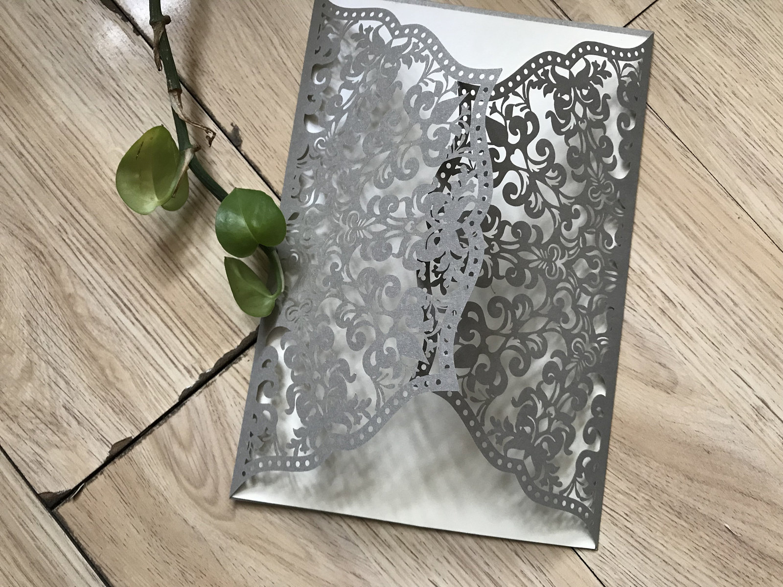 50pcs Silver Laser Cut wedding invitations cards,Birthday Party invite ...