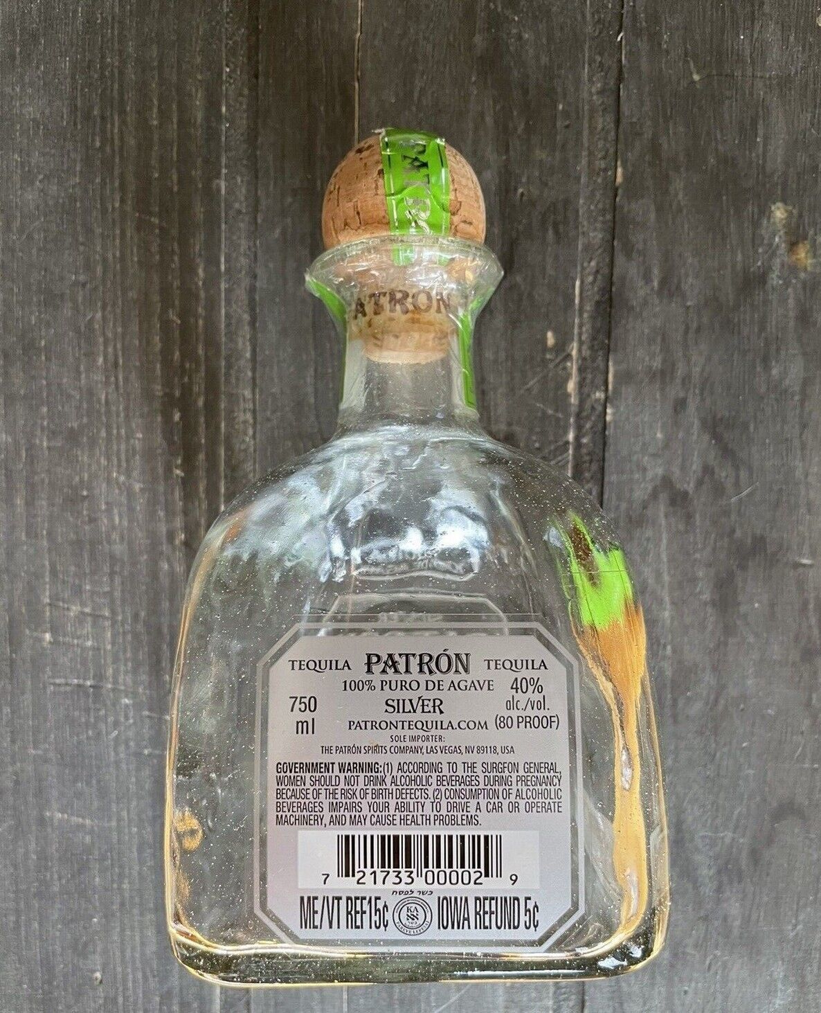 Patron Silver Tequila 750 ml Bottle with intact Cork & Box - Whiskeys ...