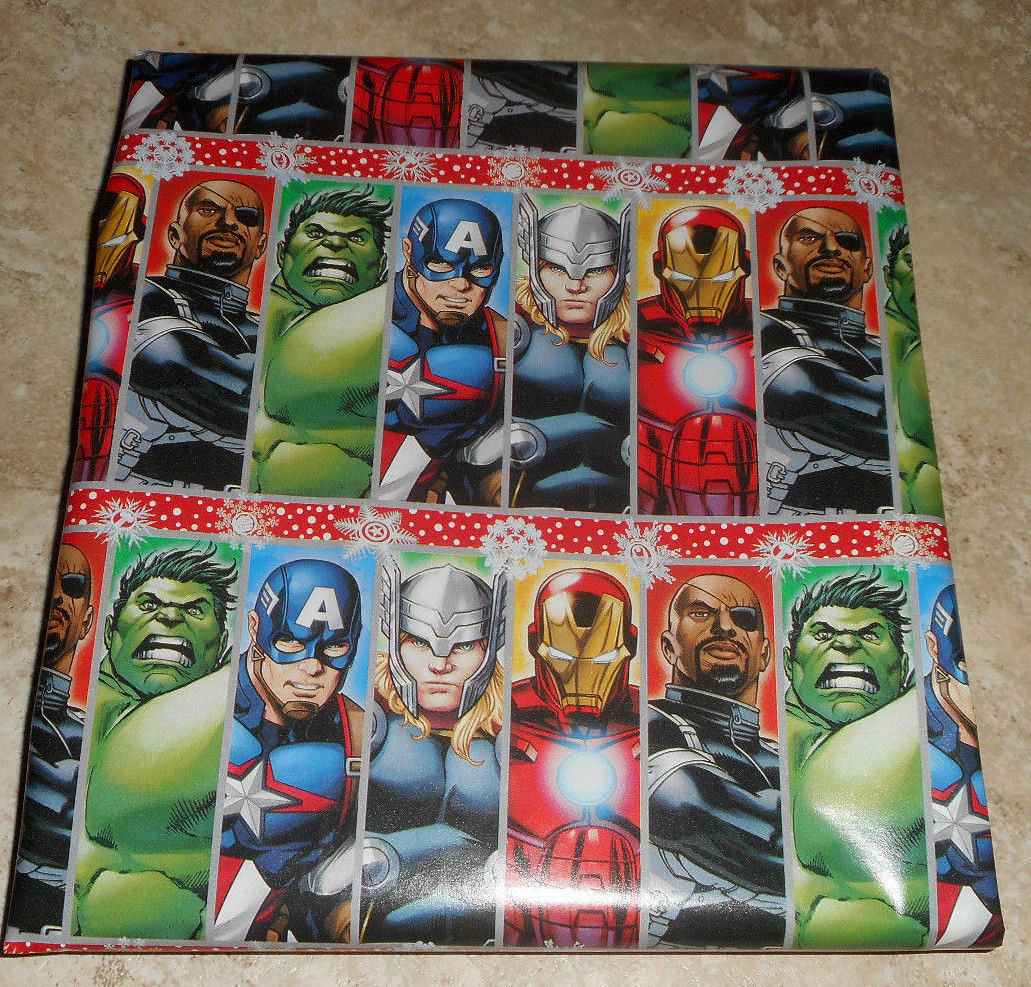 USA MARVEL AVENGERS HULK Christmas Wrapping Paper Red Blue 20 SQ FT ...