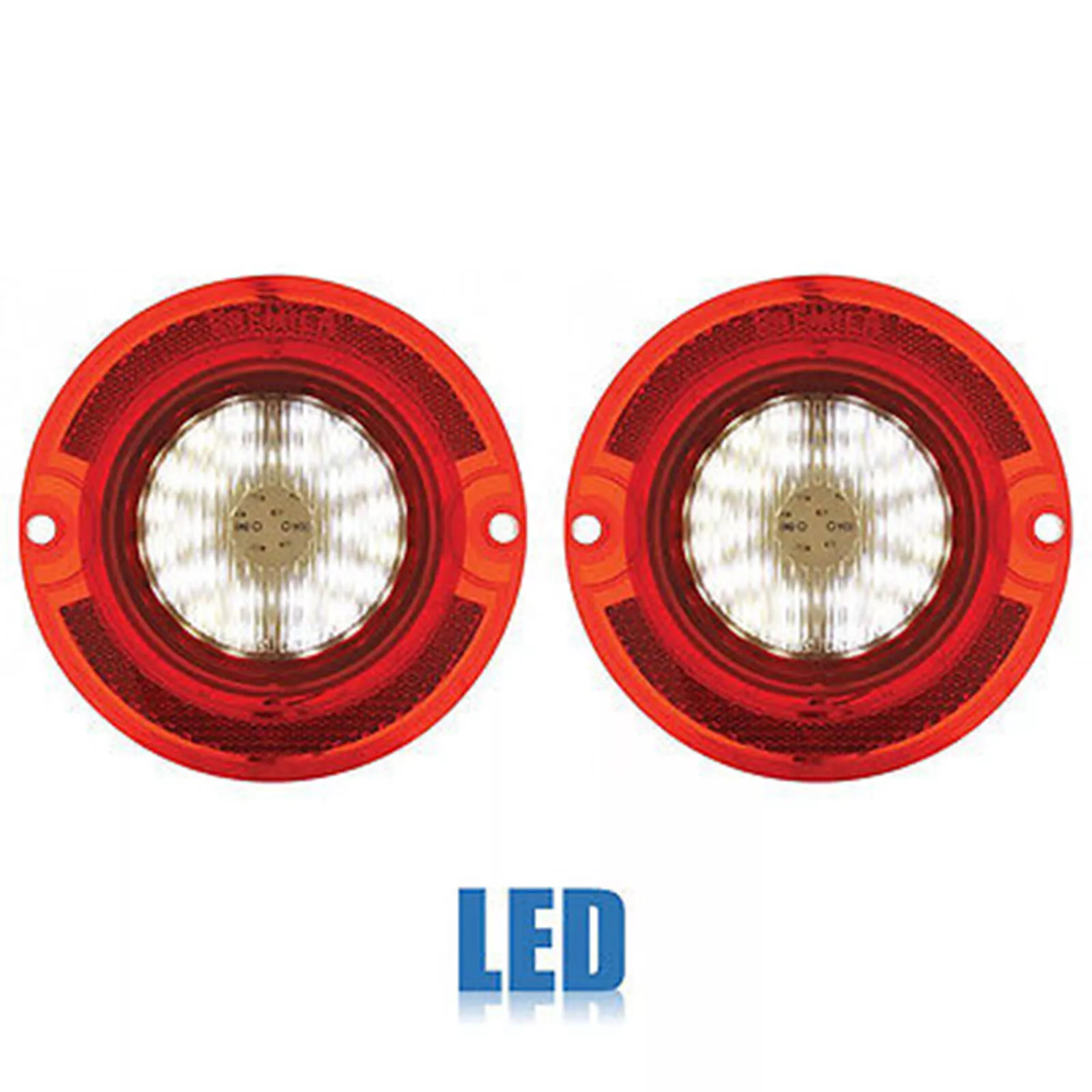 63 Chevy Impala LED Rear Tail Back Up Light Lens Lenses & Chrome Trim ...