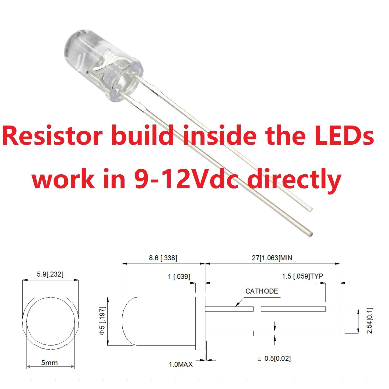 100 Pieces Of 12V 5Mm White Led 9V - 12V Gauge Cluster Light Emitting ...