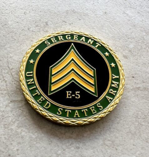 U.S. Army Sergeant E-5 Rank Challenge Coin non-commissioned officer ...