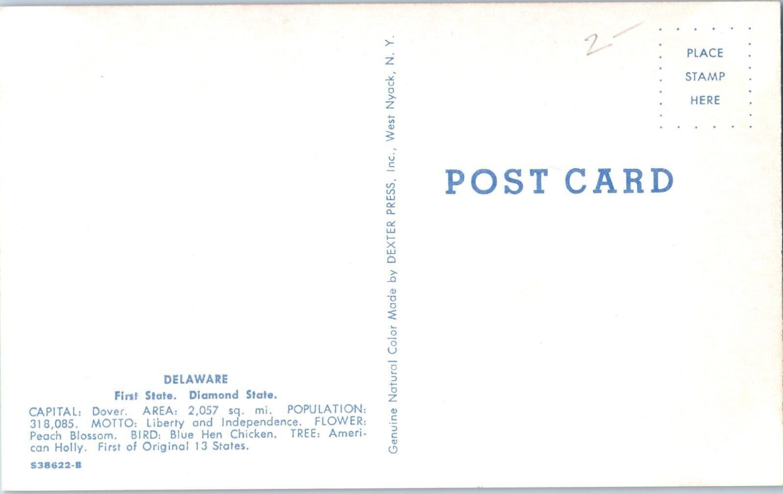 Diamond State Map of Delaware w Landmarks Postcard - Topographical ...