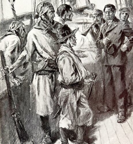 Pirates Captain Captures Exertion Boat Art Print 1920s Lost Ships DWS8 ...