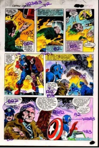 Original 1971 Captain America Marvel Comics color guide art page: Gene ...