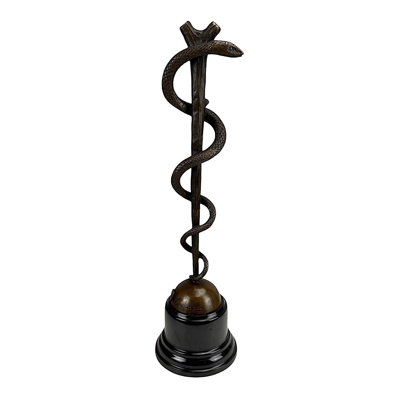 Snake Rod of Asclepius Symbol of Medicine Bronze Sculpture on Marble ...