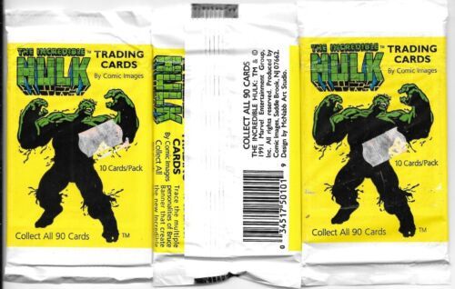Marvel's Incredible Hulk 1991 Trading Cards 3 SEALED NEW Packs Comic ...