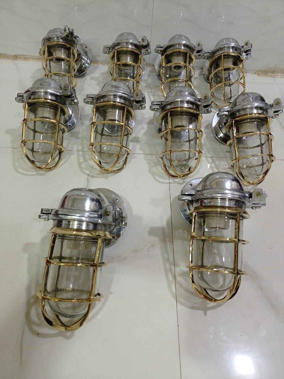 Japanese Naval Patt Passageway Wall Light – Brass Cage Lot Of 10 ...