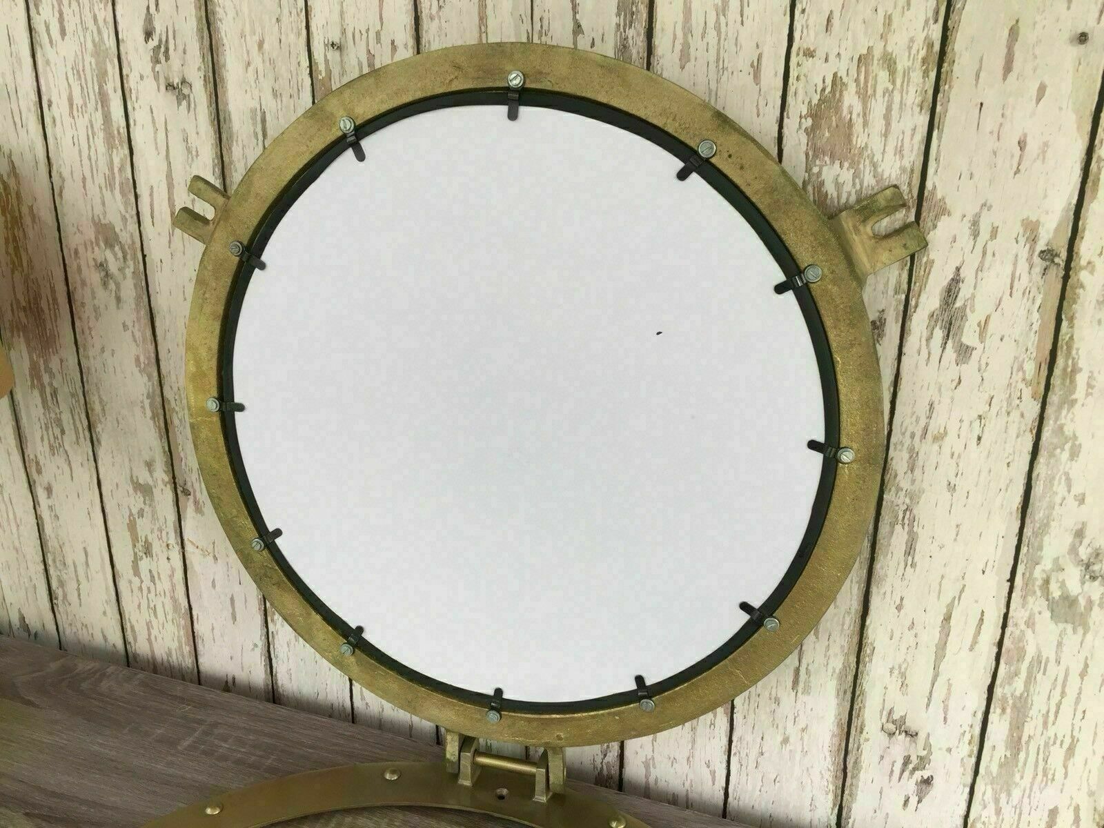24" Porthole Mirror ~ Antique Brass Finish ~ Large Nautical Cabin Wall ...