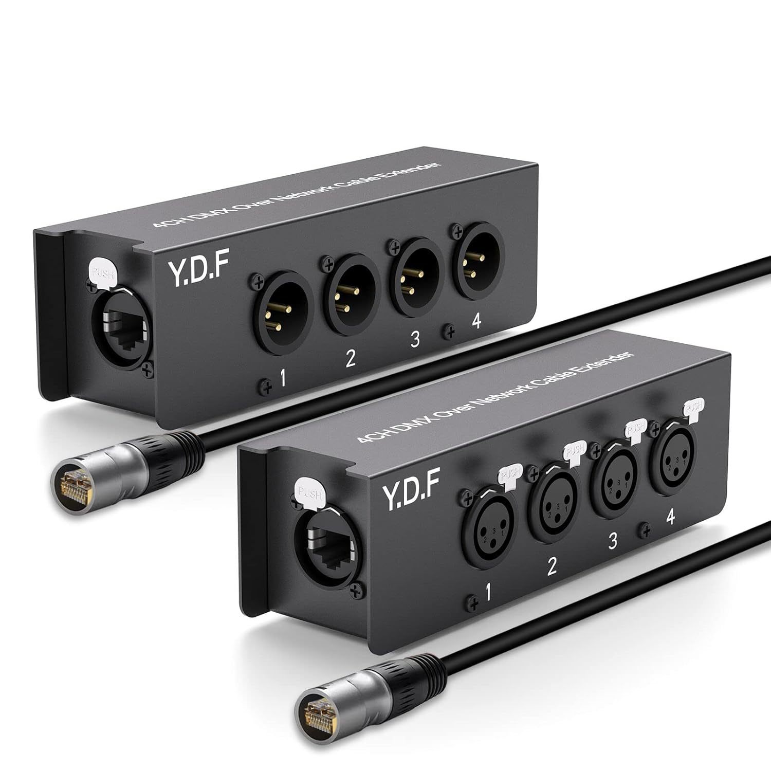 4 Channel 3-Pin Xlr Male To Female Over Ethercon Cable Multi Extender ...