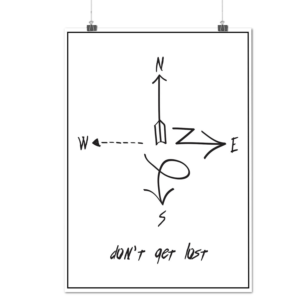Compass Lost Joke Funny Direction Matte/Glossy Poster A0 A1 A2 A3 A4 ...
