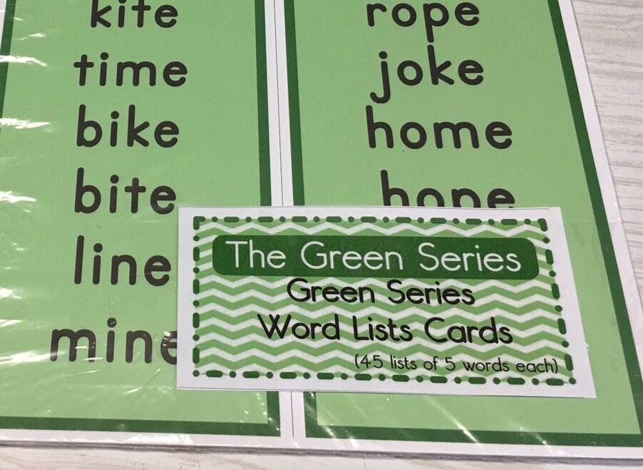 The Green Series - Word Lists (42 lists of 6 words each) Montessori ...