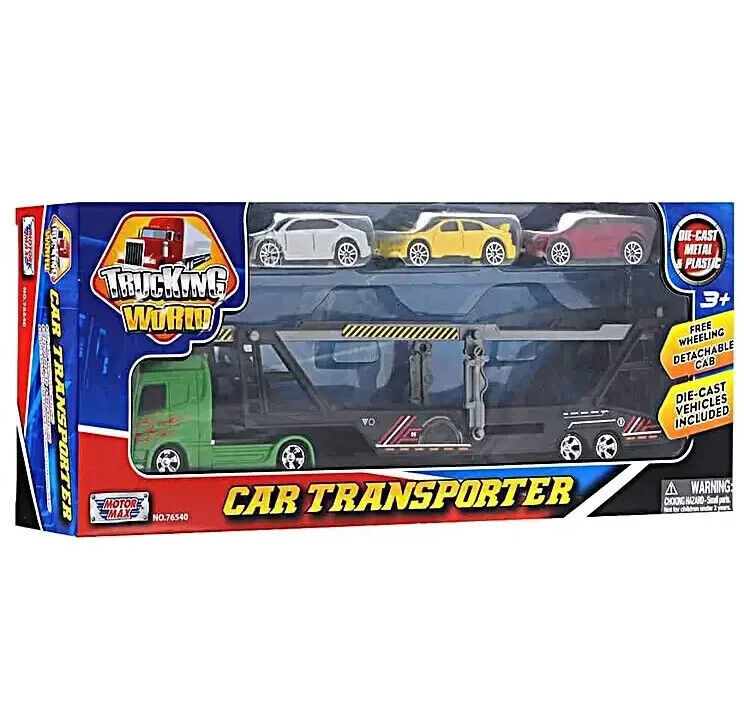 Double Decker Car Transporter With 3 Diecast Car Models, Motormax ...
