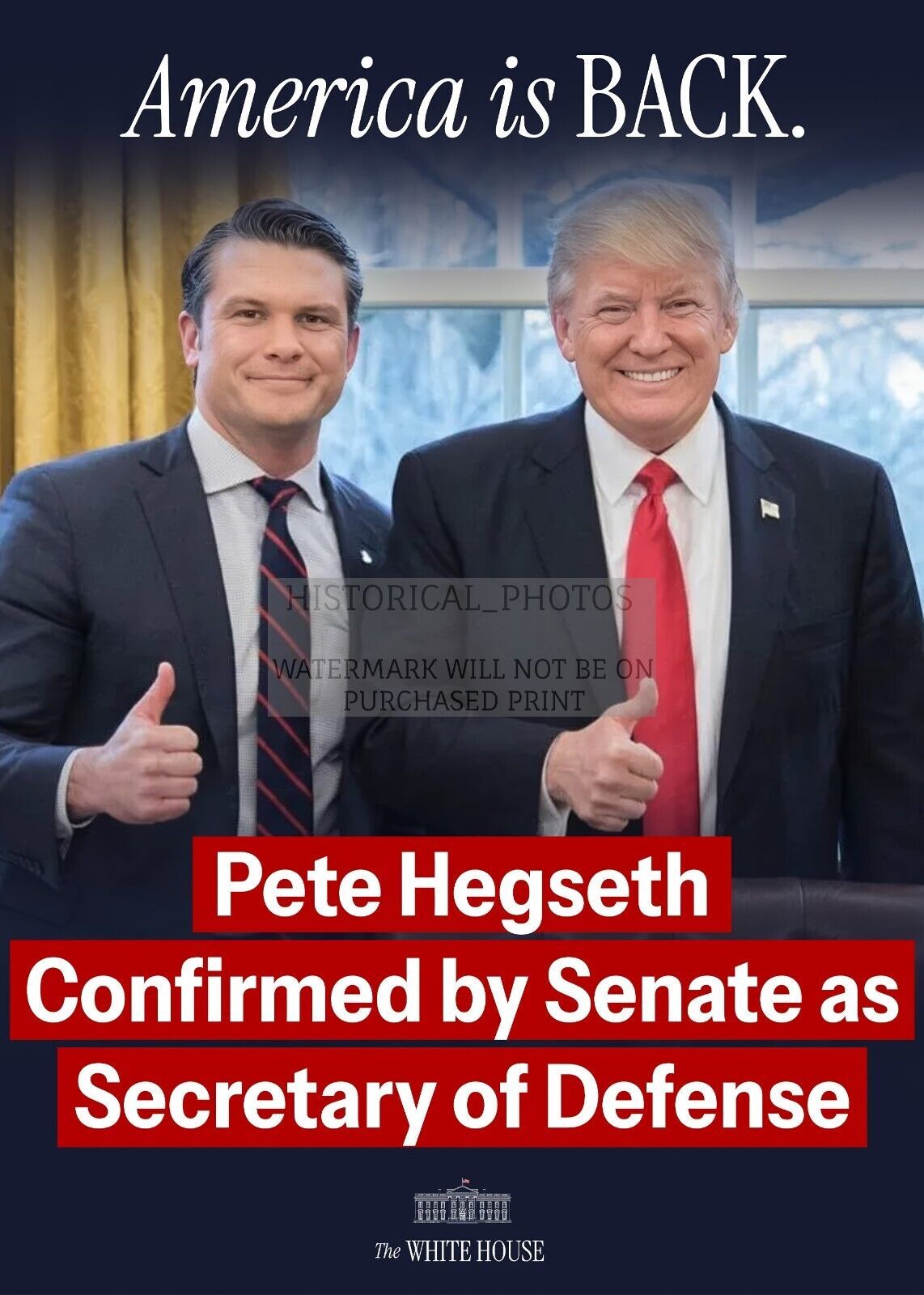 DONALD TRUMP & PETE HEGSETH CONFIRMED AS SECRETARY OF DEFENSE 5X7 PHOTO ...