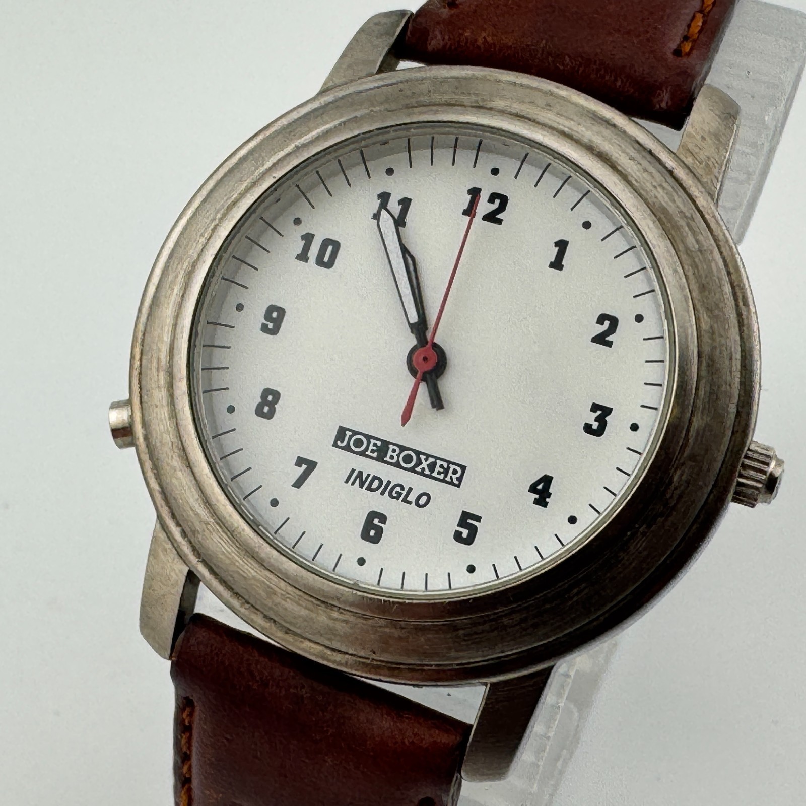 VTG Joe Boxer Timex Indiglo Quartz Watch Men Silver Leather Analog New ...
