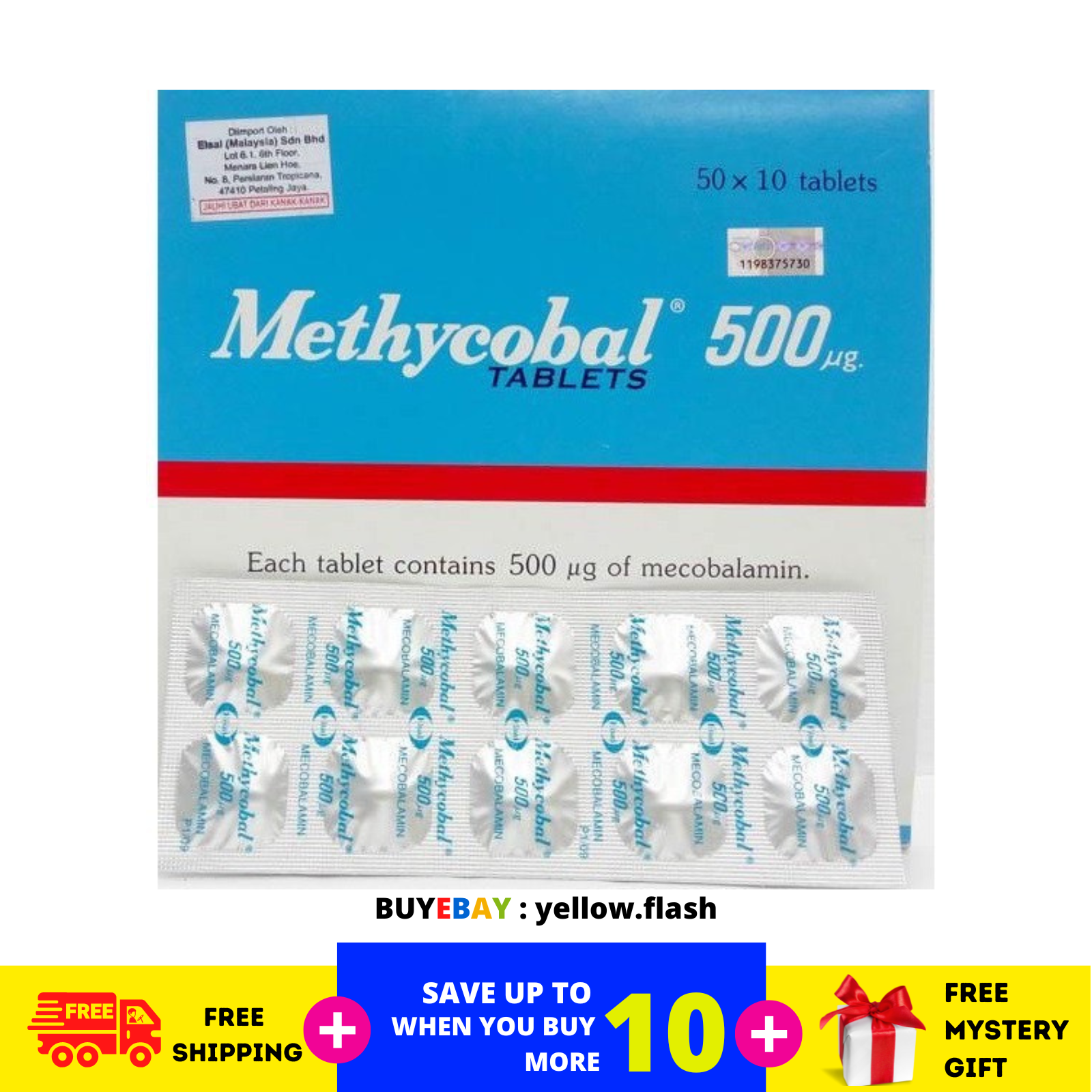 Methycobal (50 X 10's) Tabletas 500mcg Vitamina B12 Tabletas Numb ...