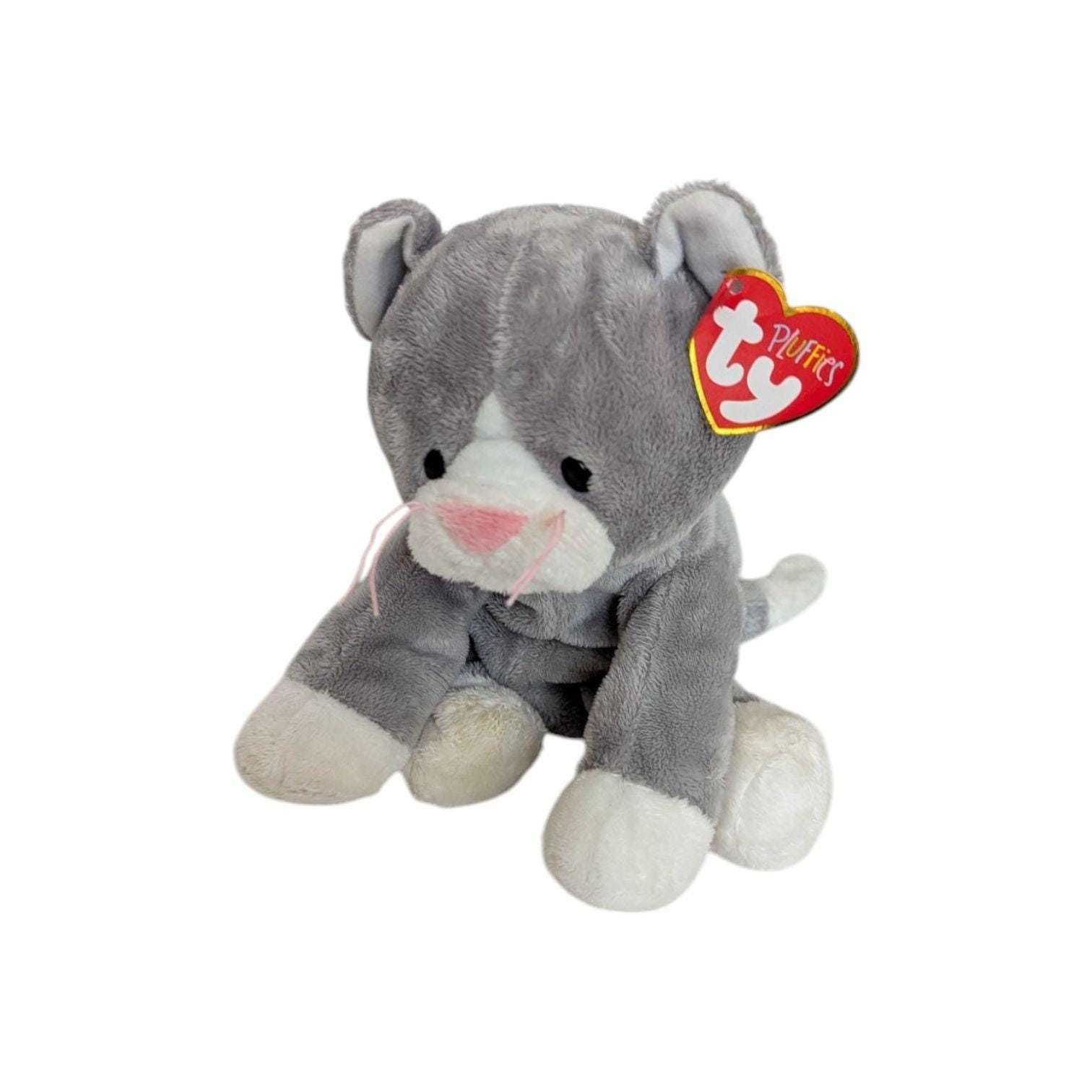 Ty Pluffies Pursley Grey Gray Cat Kitten Sewn Eyes Plush Stuffed Animal ...