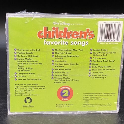 NEW Walt Disney Records Children's Favorite Songs Volume 2 CD 25 ...