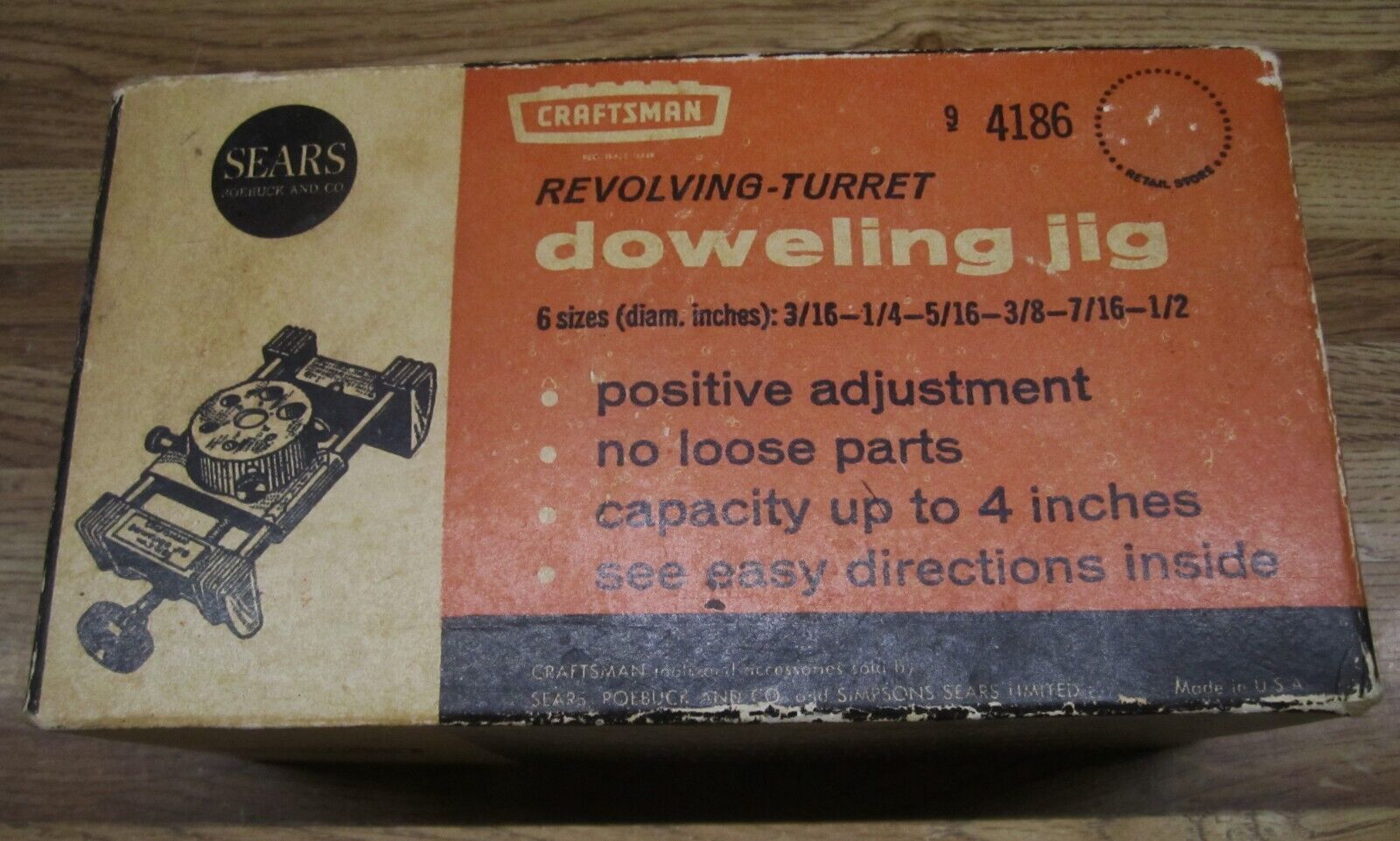 Vintage Sears Craftsman 4186 Revolving-Turret Doweling Jig With Dowel ...