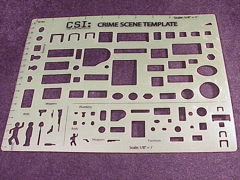 CSI Crime Scene Drawing Template, 1/4 Inch = 1 Inch and 1/8 Inch = 1 ...