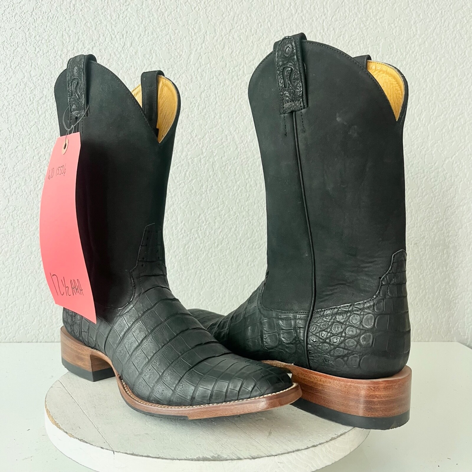 NEW Rod Patrick Mens Cowboy Boots 12.5AAA Black Suede Caiman Western ...