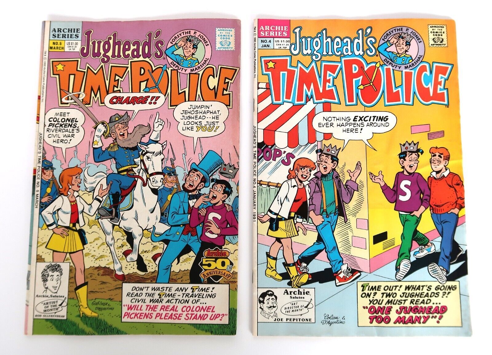 Lot of 2 1991 Jughead' Time Police Comic Books # 4 & # 5 Archie Comics ...
