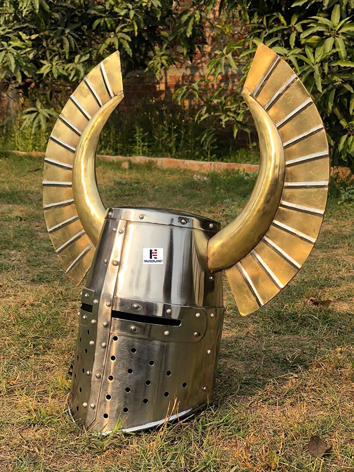 Templar Horn Fantasy Warrior Helmet SCA LARP Knight Helmet Steel ...