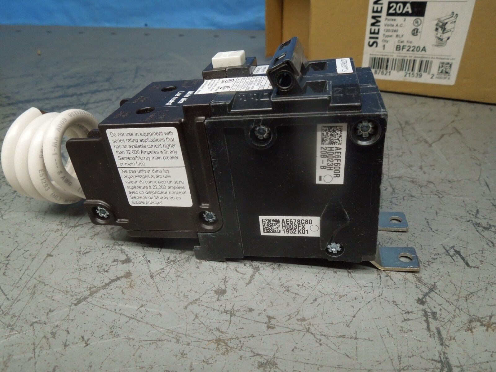Siemens Type BLF BF220A 20A 2p 120/240V Ground Fault Circuit Breaker ...
