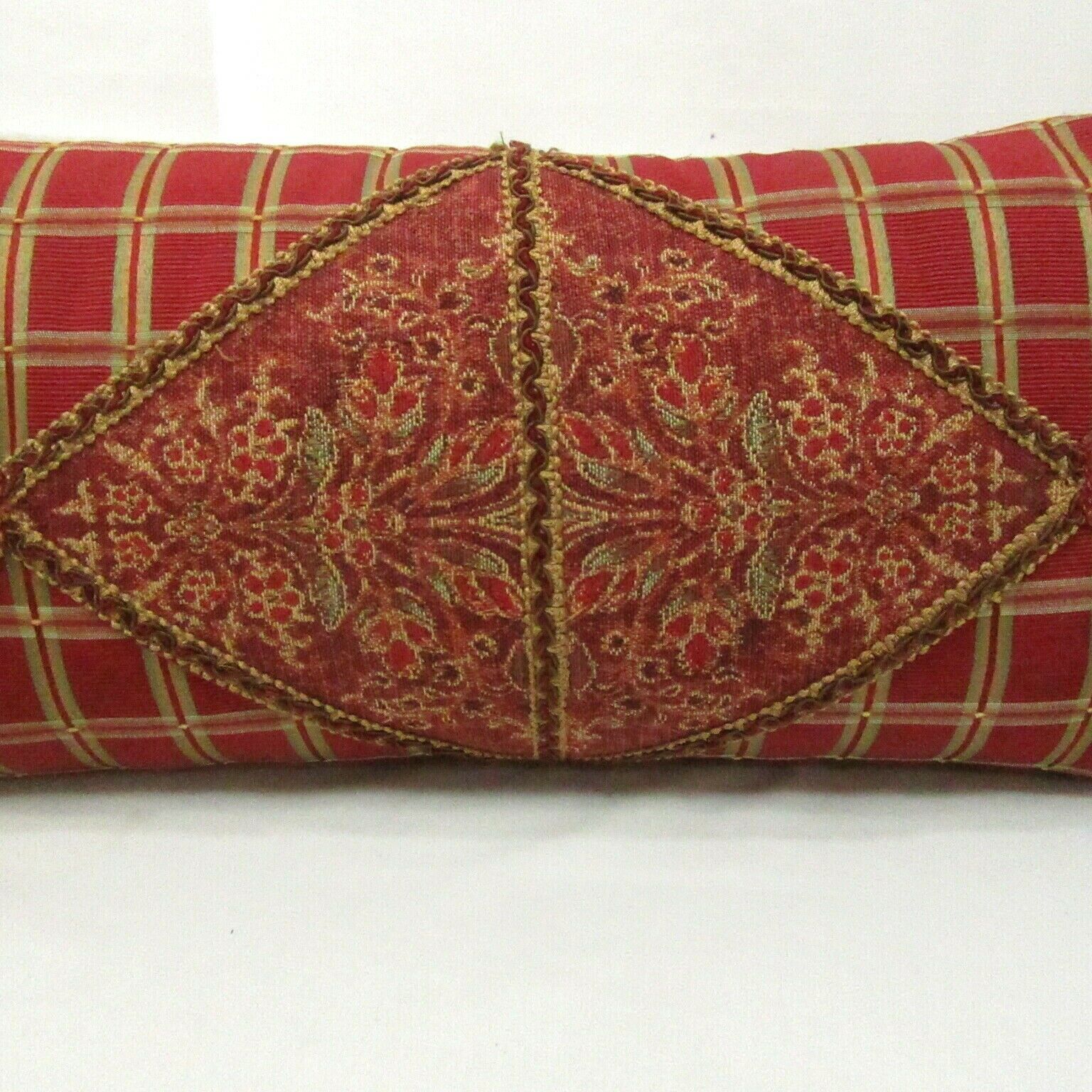 Eastern Accents Baroque Diamond Vivaldi Floral Red Multi Fringed Lumbar ...