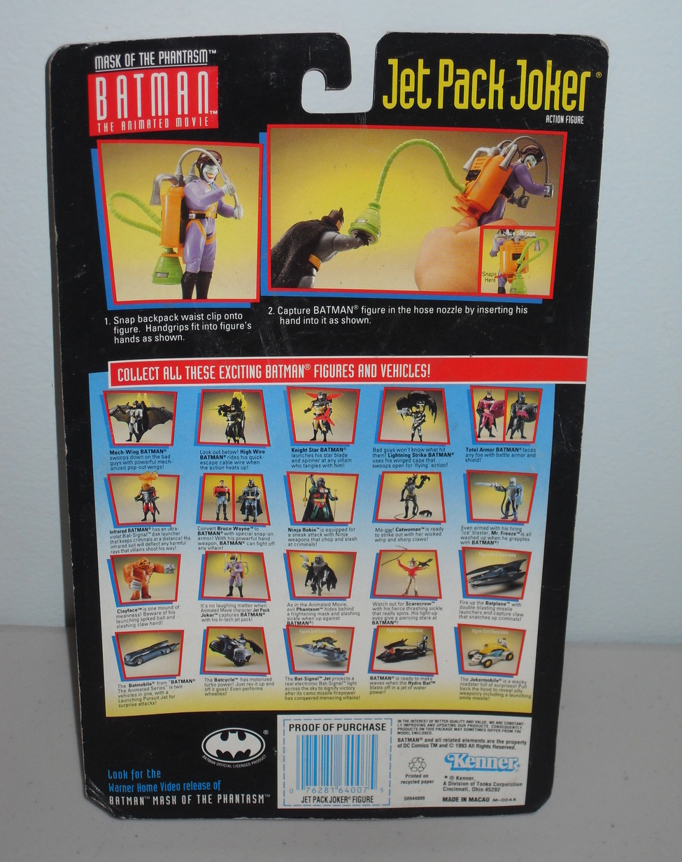Vintage 1993 Kenner DC Batman Jet Pack Joker Figure New In The Package ...