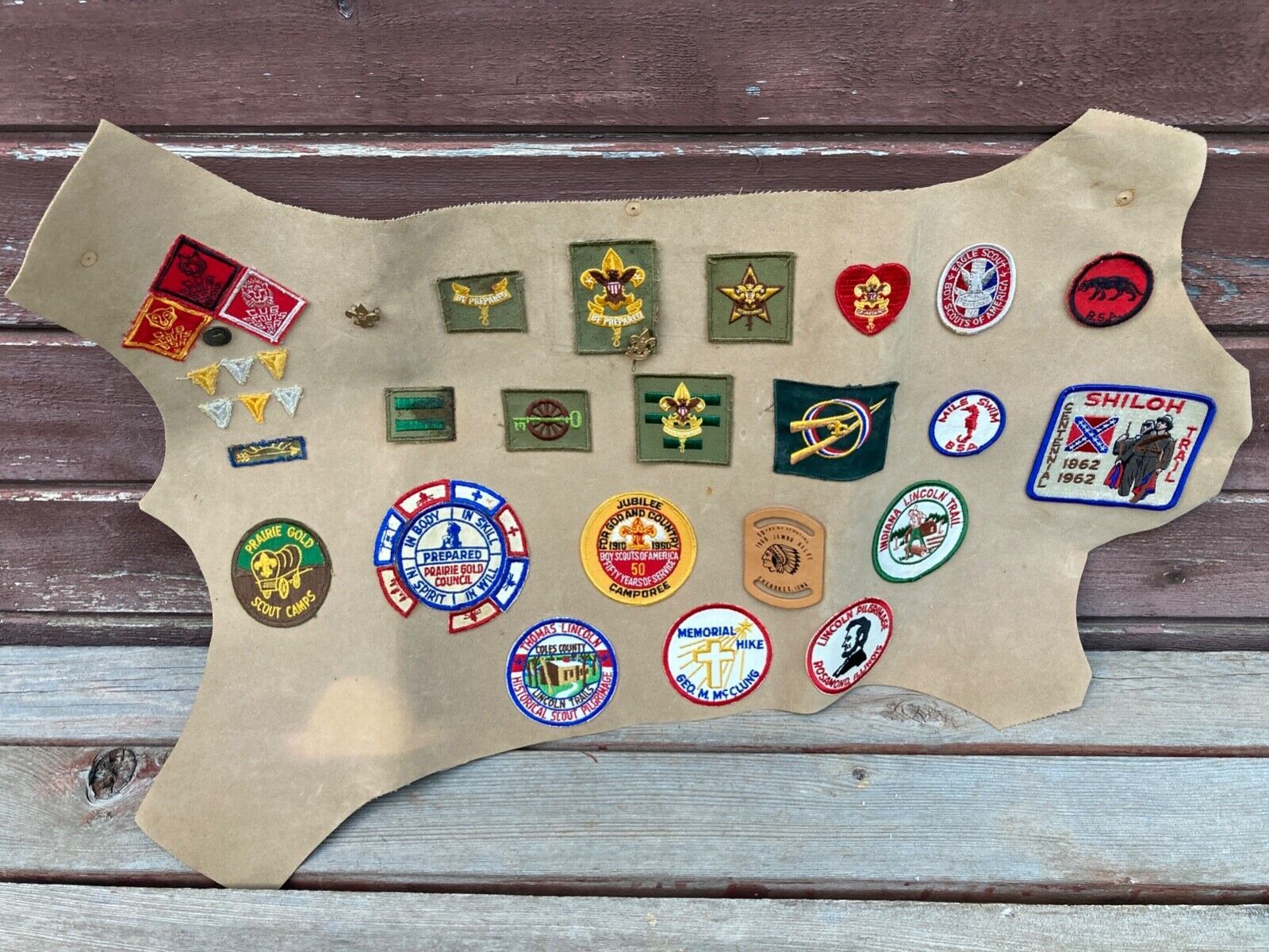 VTG 1960's BSA PATCHES COLLAGE LOT SHILOH TRAIL LINCOLN TRAIL PRAIRIE ...
