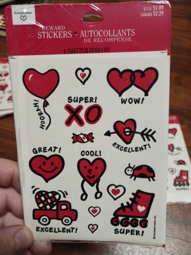 2 Vintage Hallmark Stickers 1990s Made In The USA Hearts Valentine 8 ...