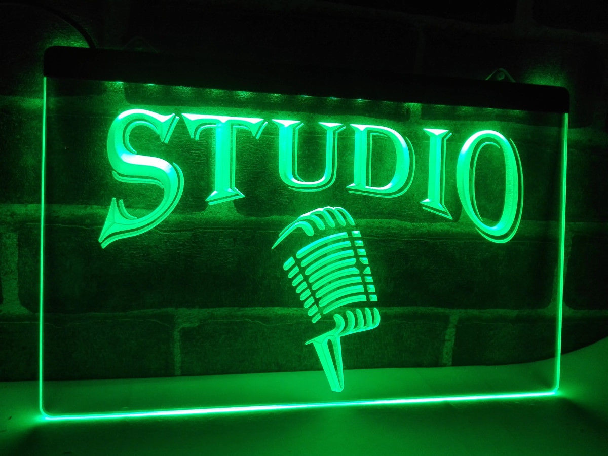 Studio On The Air Microphone music club Bar 3D LED Neon Light Sign ...