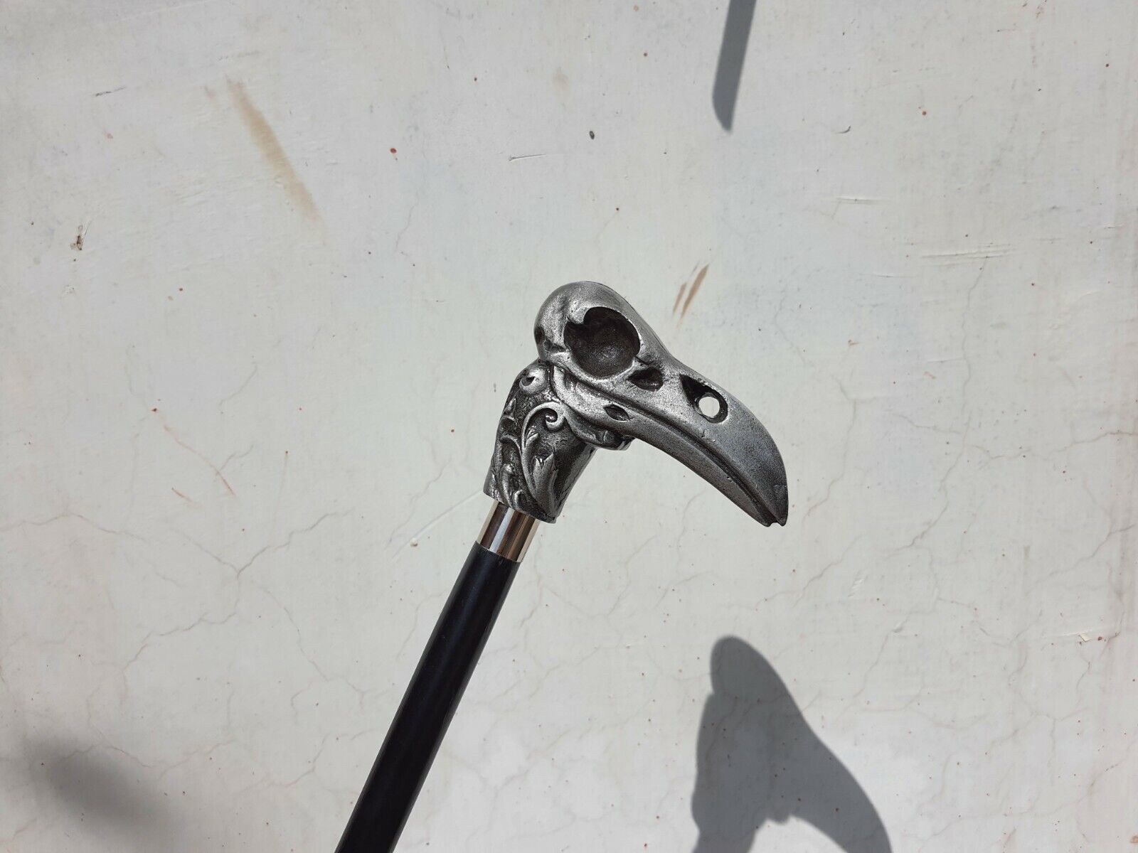 Heavy Raven Skull Handle With Black 2 fold Wooden Walking Made From ...