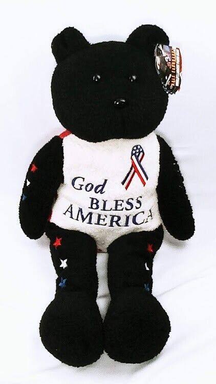 NASCAR Dale Earnhardt God Bless America Black & White Plush Bear 26 ...