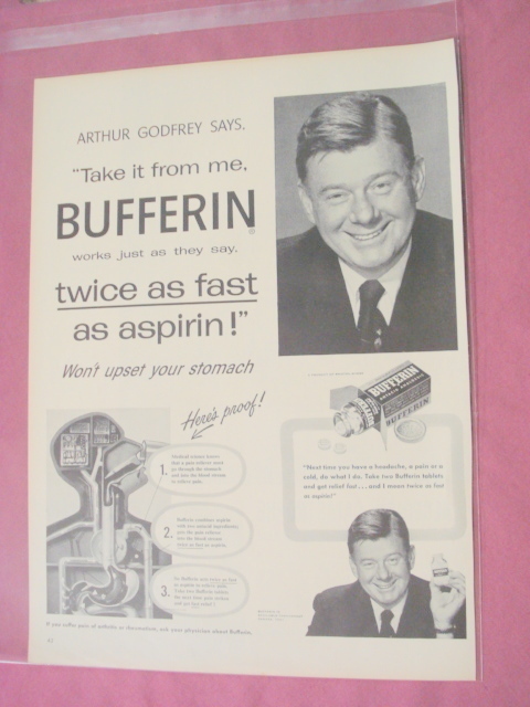 1954 Bufferin Ad With Arthur Godfrey - 1950-59