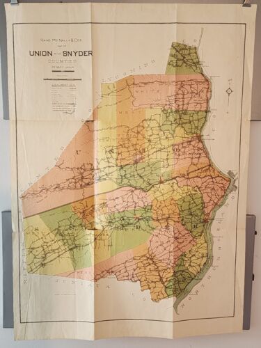 Map of Union Snyder Counties Pennsylvania Vtg Rand McNally - Maps & Atlases