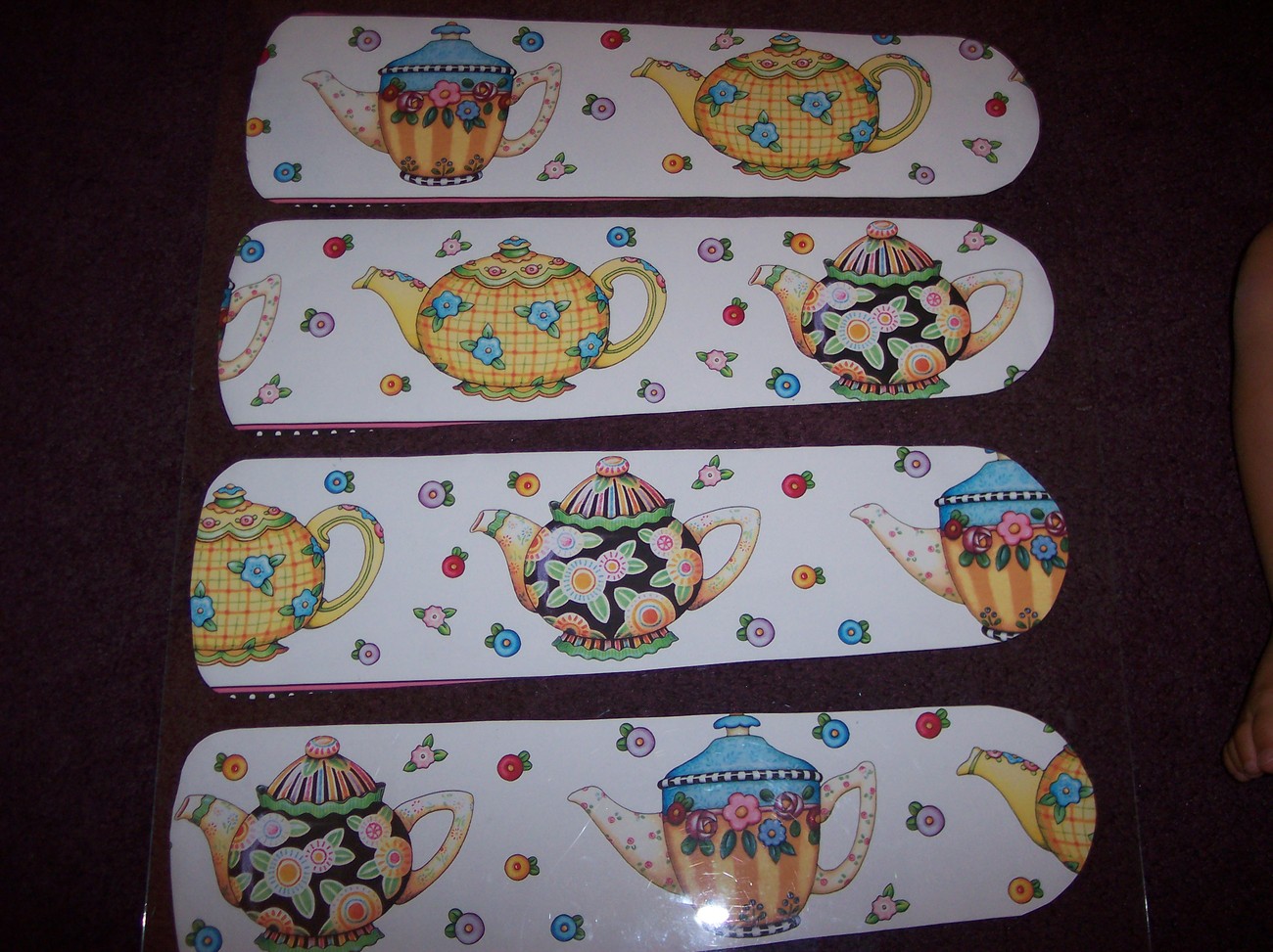 CUSTOM~ ~ ~CUTE COLORFUL MARY ENGELBREIT TEAPOTS TEA POT CEILING FAN w ...
