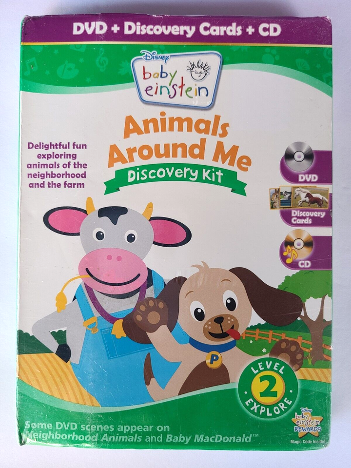 Disney Baby Einstein Animals Around Me Discovery Kit DVD CD + Cards Fun ...
