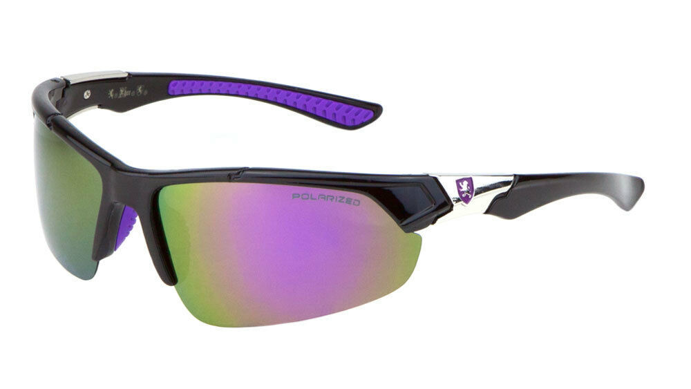 KHAN POLARIZED SEMI RIMLESS SHIELD WRAP AROUND SUNGLASSES SPORT OUTDOOR ...