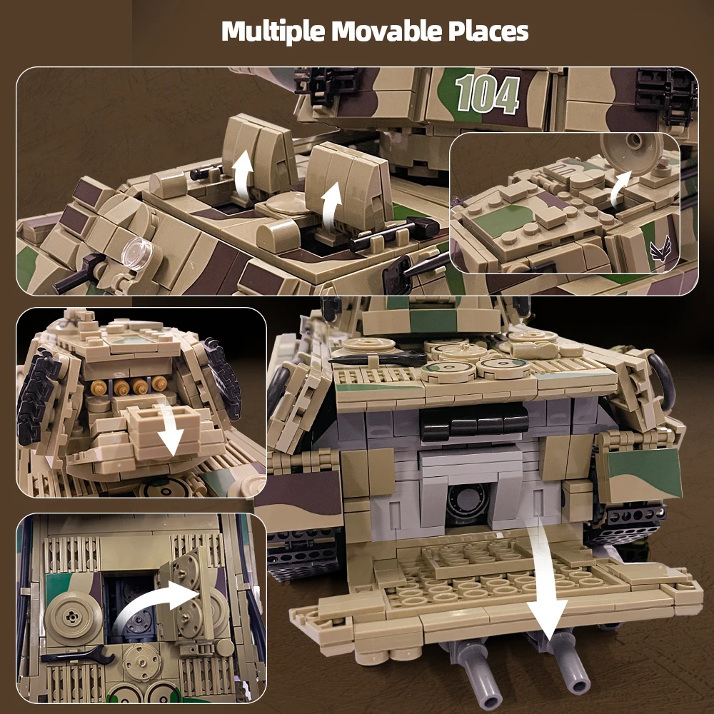 Panzer Tiger II Heavy Tank Military Building Blocks WW2 German Armored ...