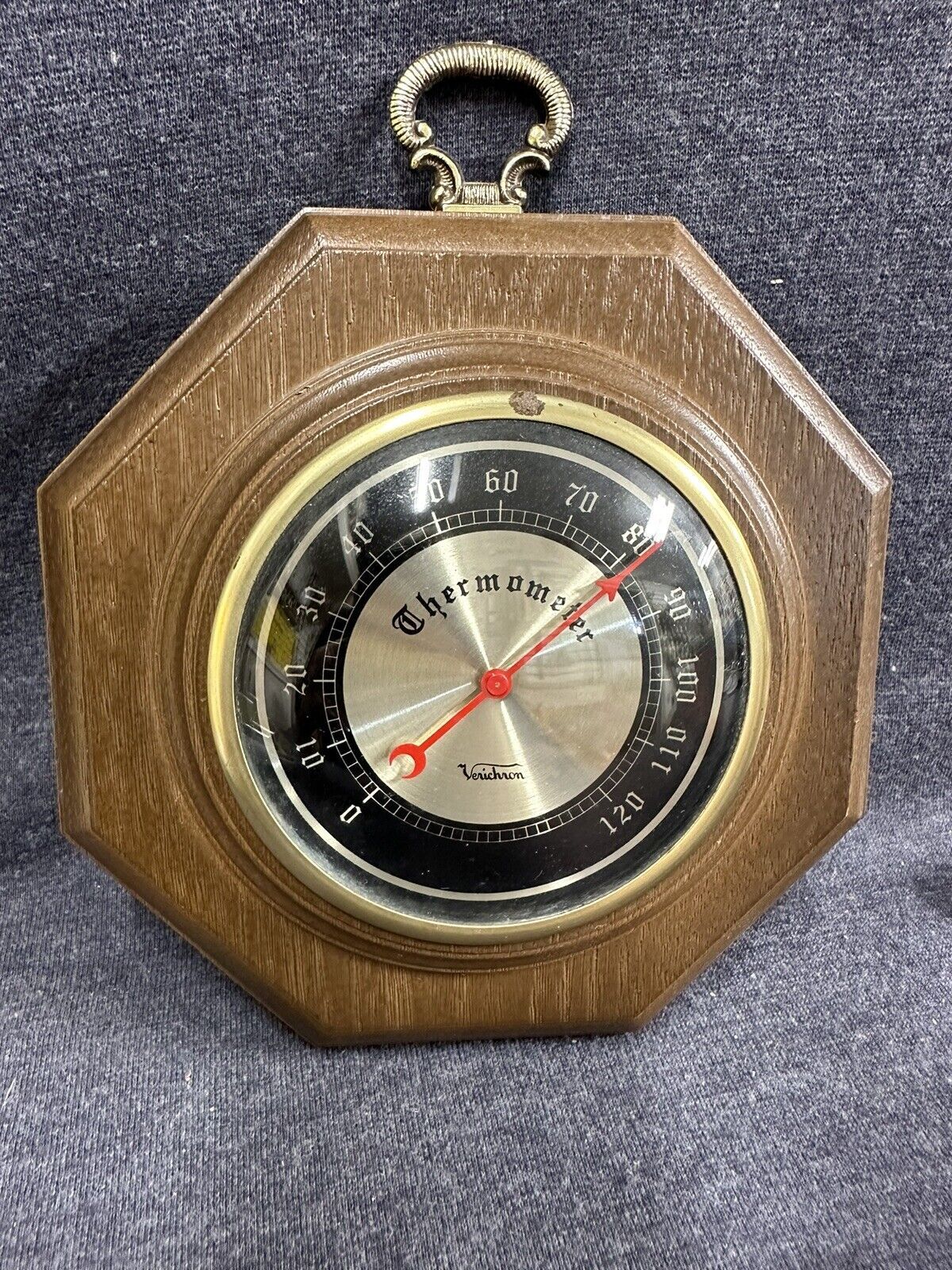 Vintage Verichron Thermometer Glass Bubble Bezel Model V16 TESTED WORKS ...