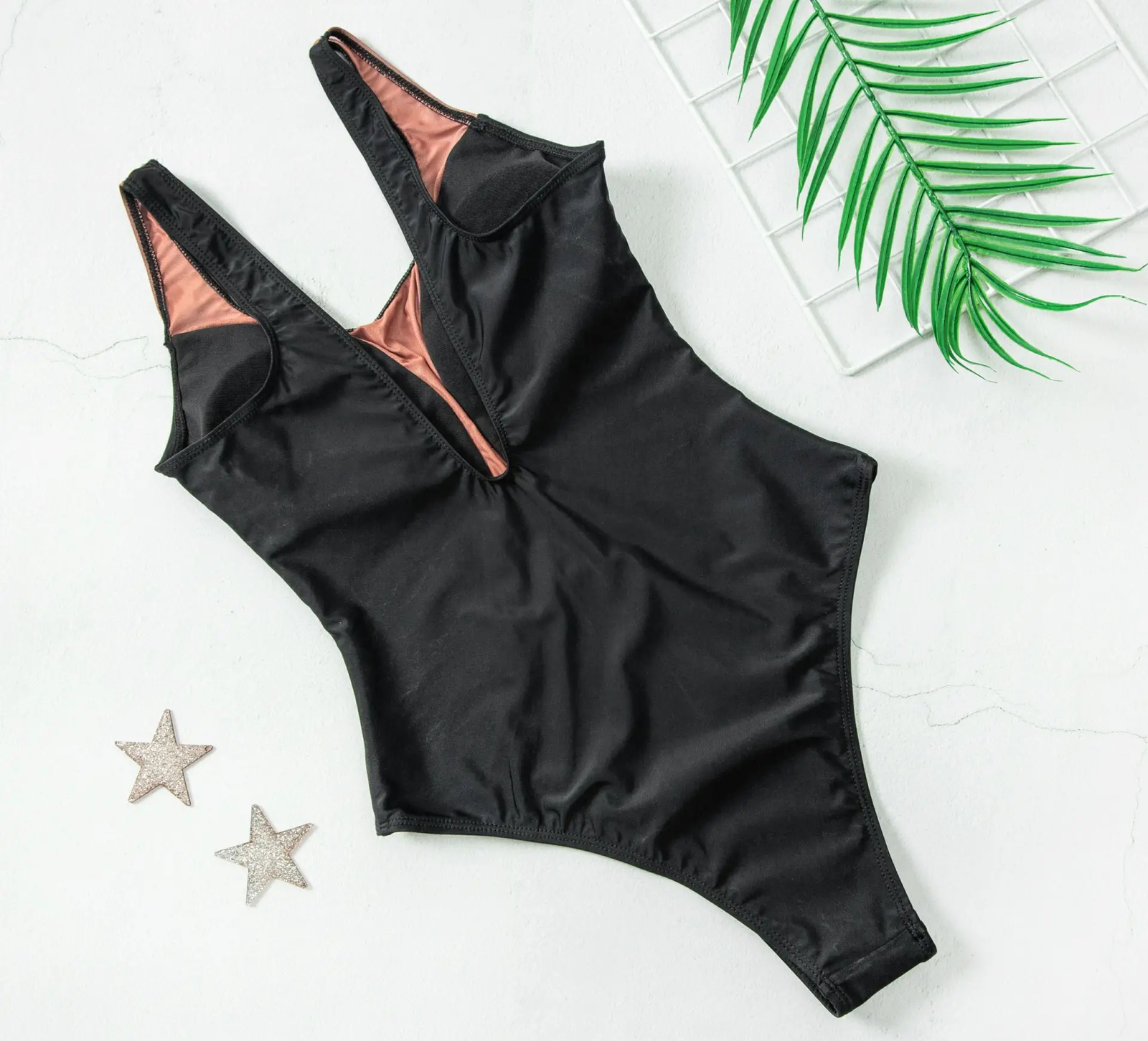 See Through Mesh Swimsuit One Piece Swimsuit High Cut Swimsuit Black