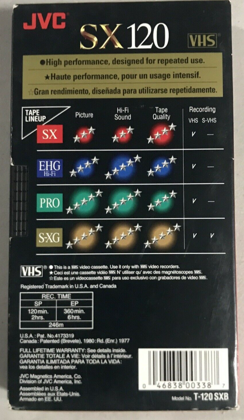 JVC T120 SX High Performance VHS SX 120 Used Tape - TV, Video & Audio ...