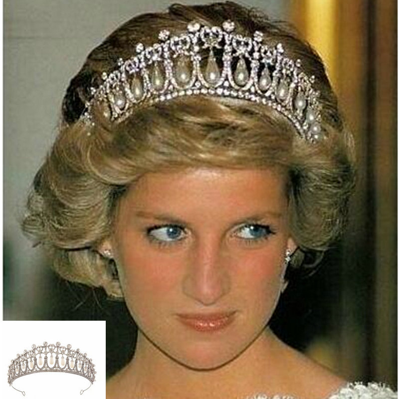 GB Bridal Crown Diana Princess Same Model Pearl tear Crown Rhinestone ...