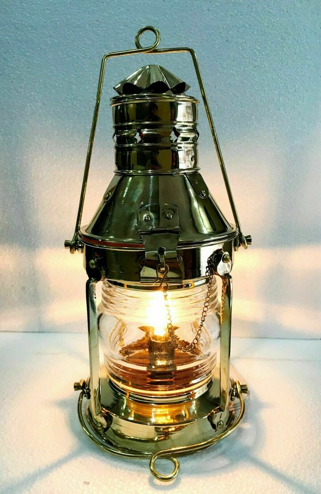 Vintage Heavy Duty Nautical Solid Brass 15" Hanging Oil Lantern Home ...