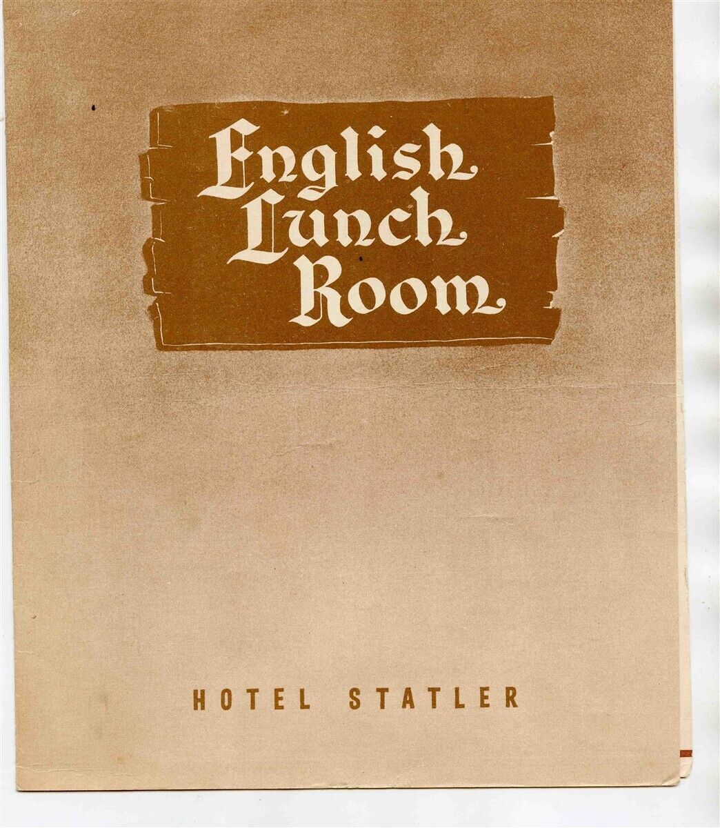 English Lunch Room Dinner Menu Hotel Statler Boston Massachusetts 1943 ...