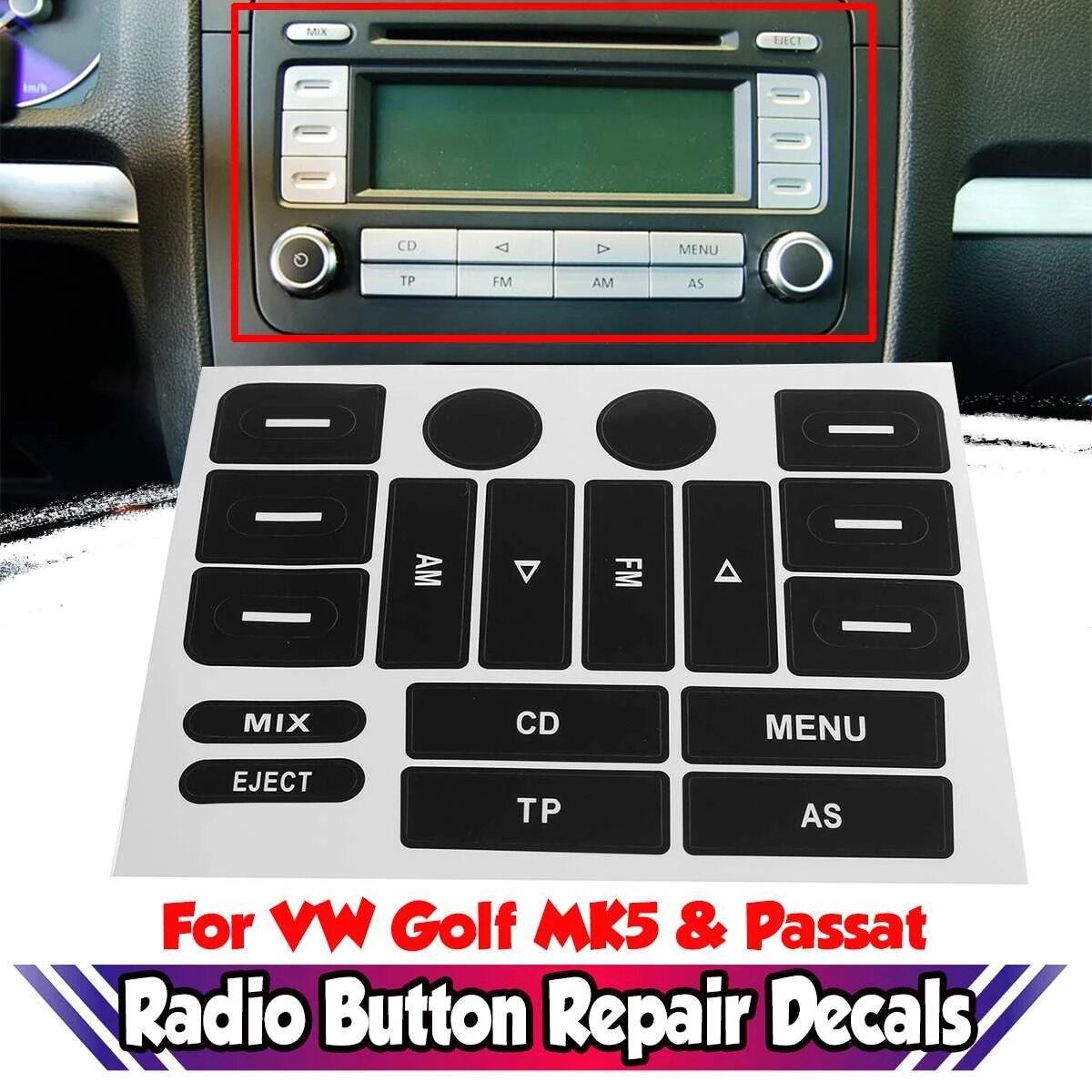 New Arrival MK5 Radio Button Repair Sticker Decals Car FM Radio Button ...