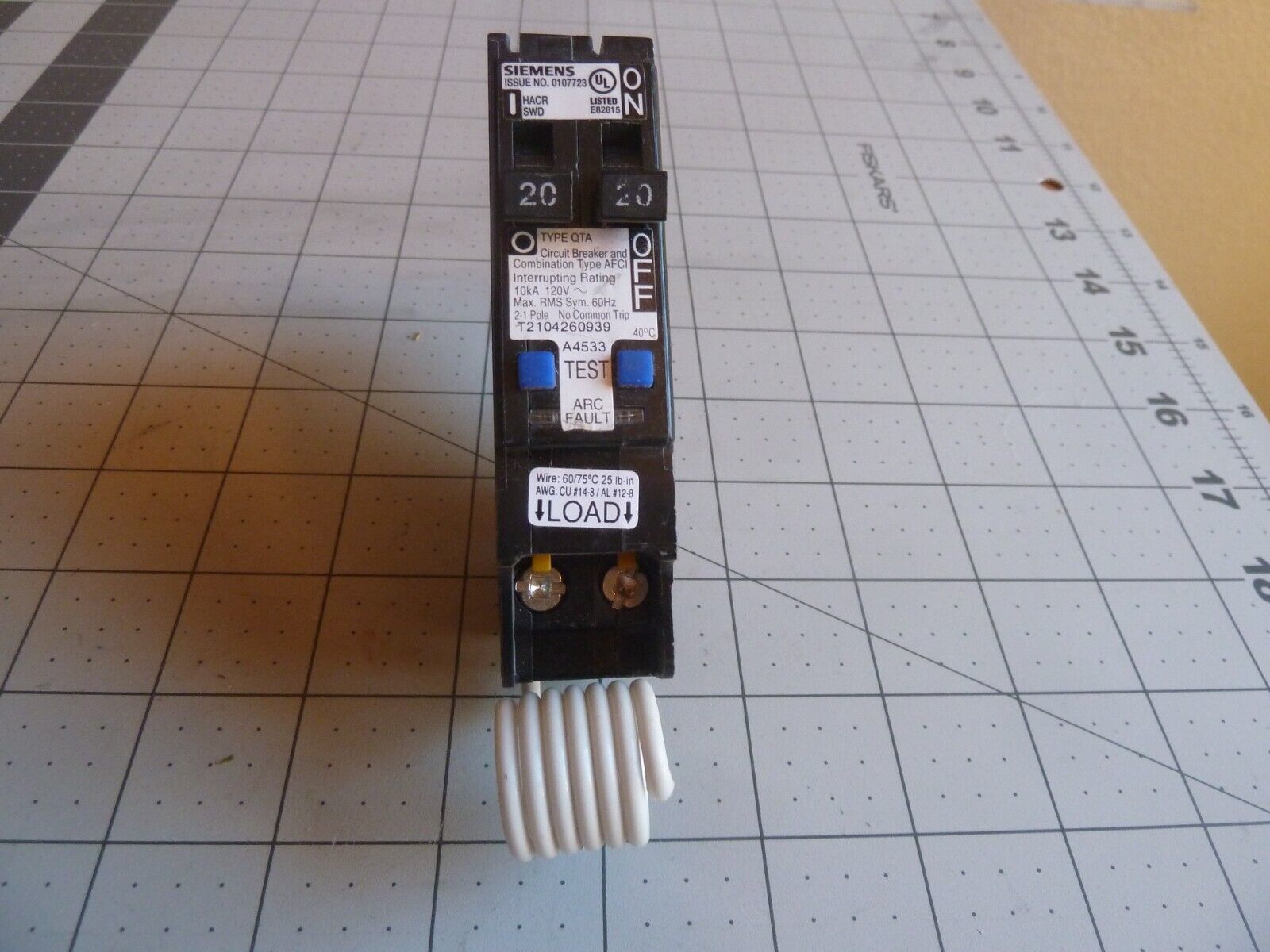 Siemens Q2020AFC 20A (2-1 Pole) Tandem Combo AFCI Circuit Breaker -Type ...