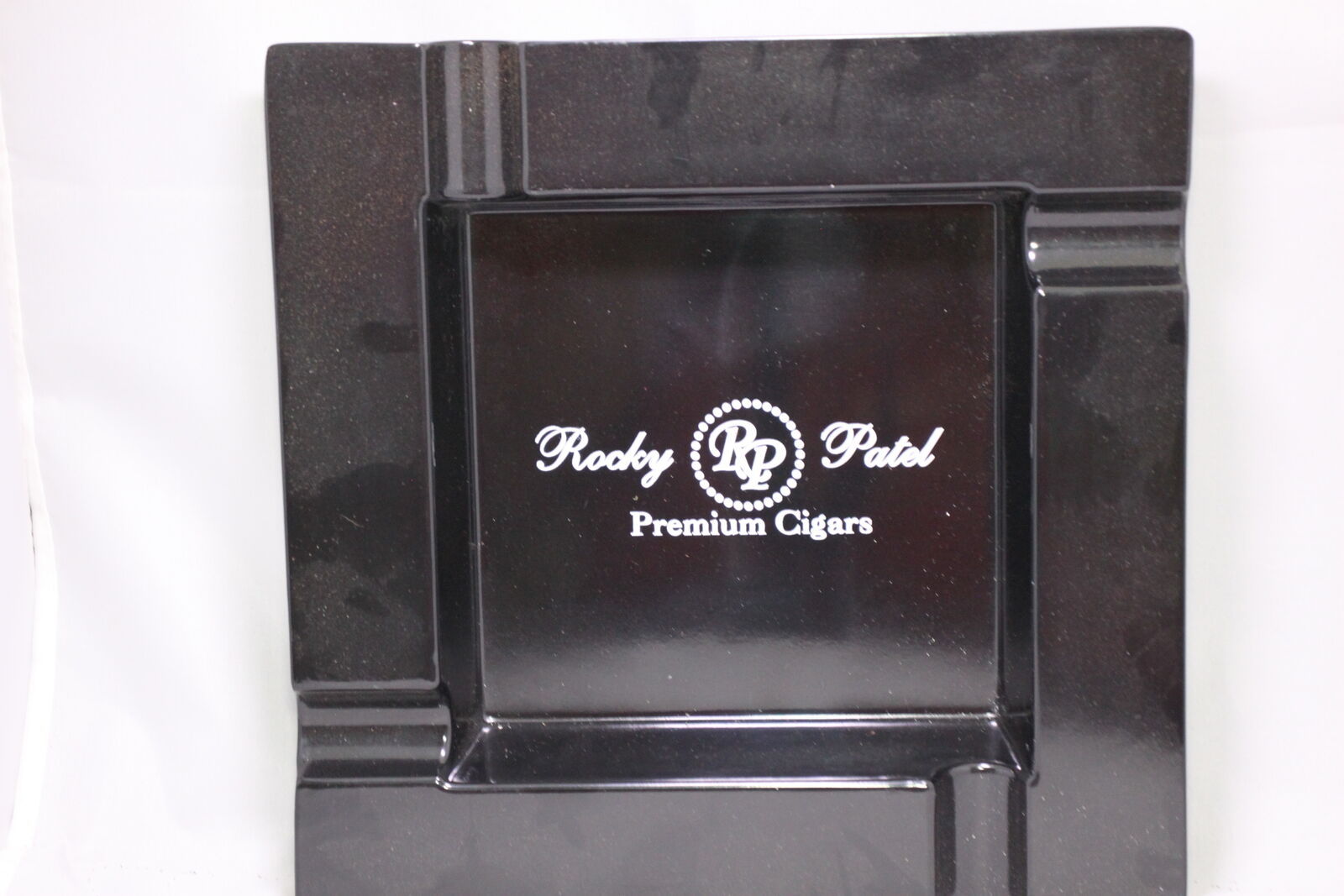 Rocky Patel Premium Cigars Black Square 4-Finger Ashtray - Ashtrays
